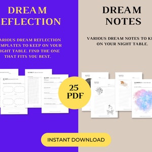 Dream & Symbol Journal Instant Printable Clear Minimal Design Mindful ...