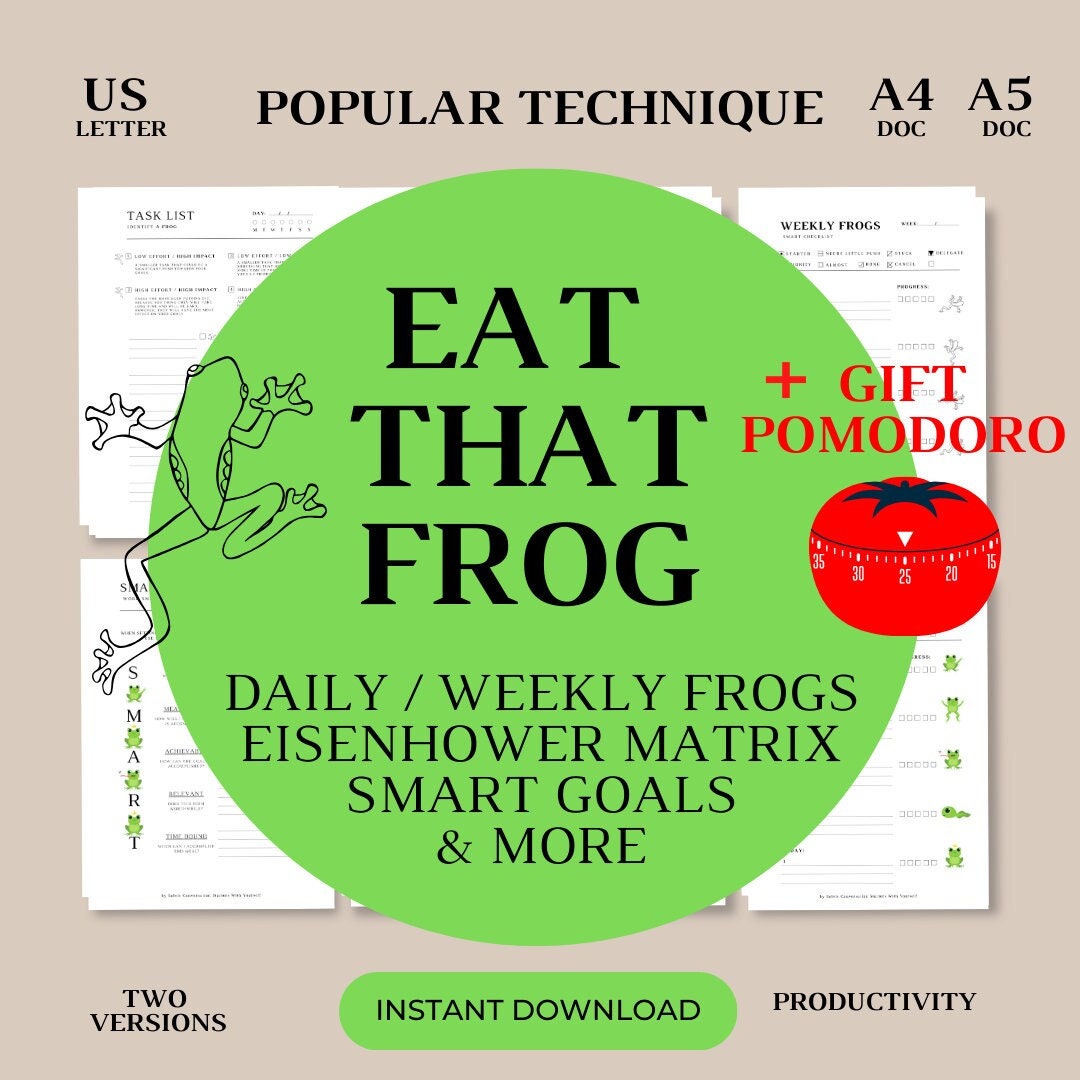 Productivity Technique Eat Frogs First Instant Download Eisenhower ...