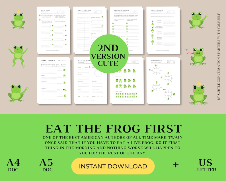 Productivity Technique Eat Frogs First Instant Download Eisenhower ...