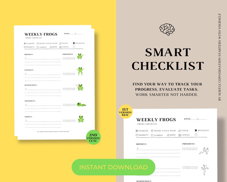 Productivity Technique Eat Frogs First Instant Download Eisenhower ...