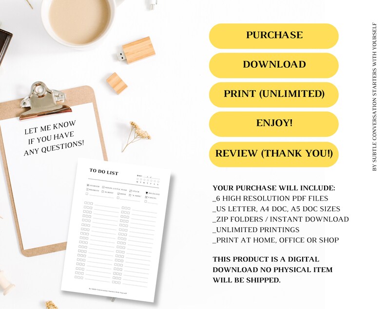 TO DO Check List Printable / Eisenhower Priority Matrix / Productive ...
