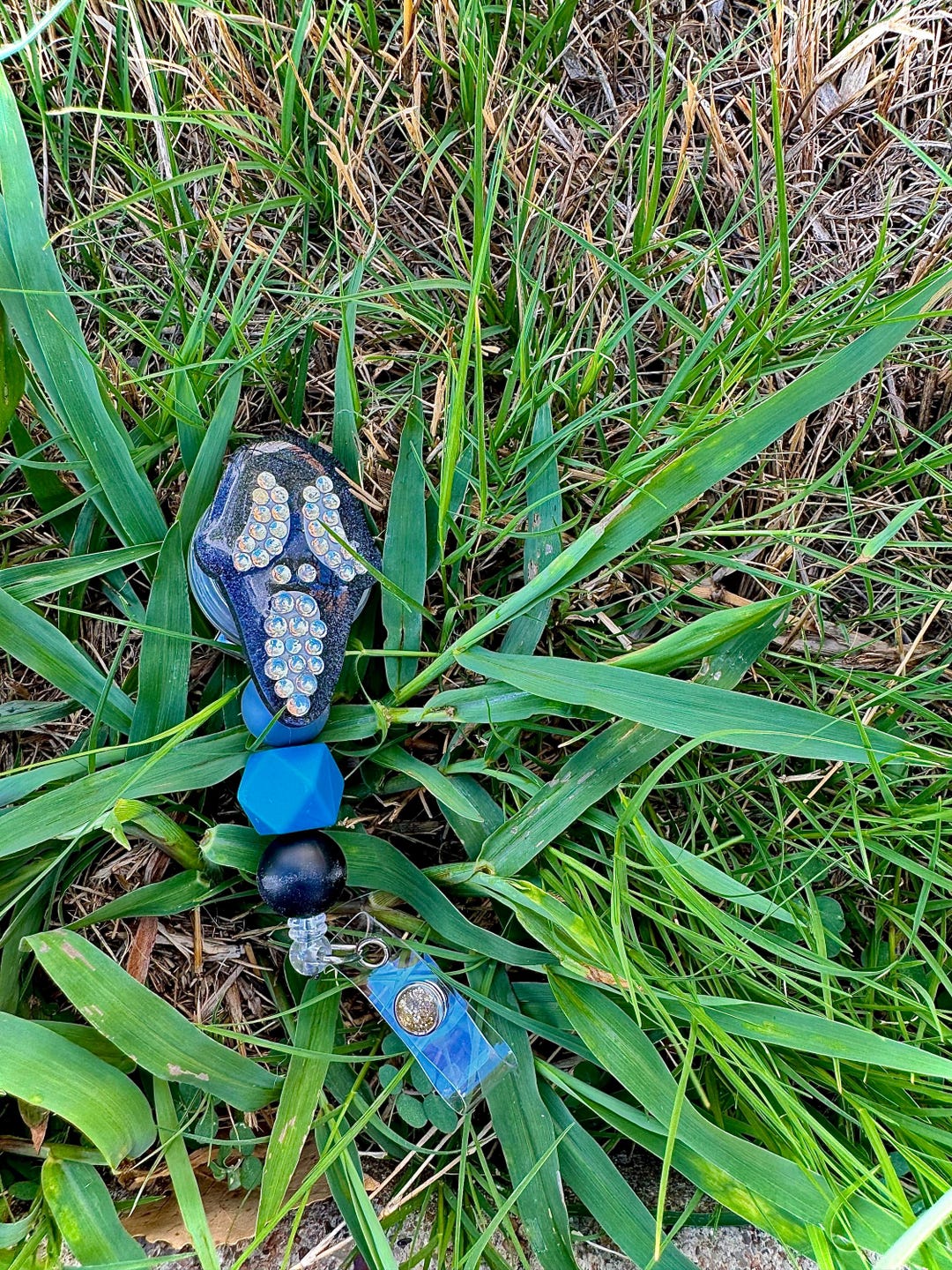 Handmade Halloween Bedazzled ghostface Inspired Badge Reel W/ Beads ...