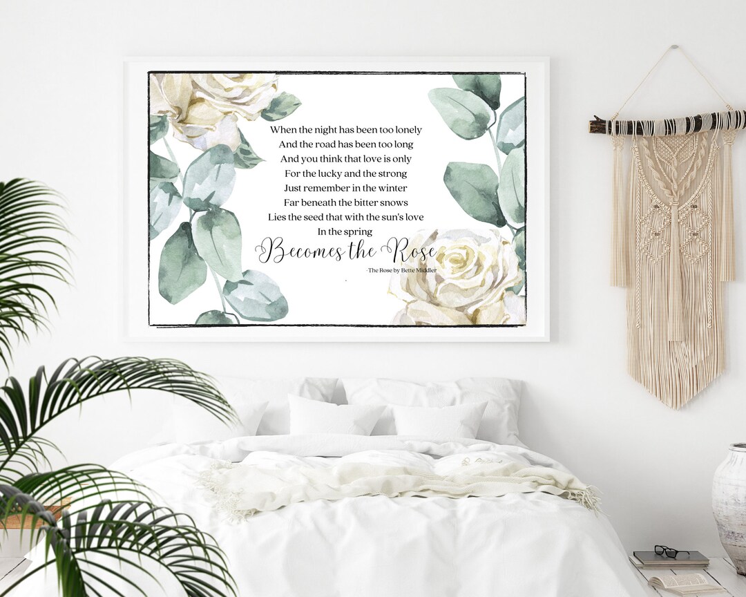 The Rose Song Poster, Floral Word Art, Valentine Gift, Gift for Her - Etsy
