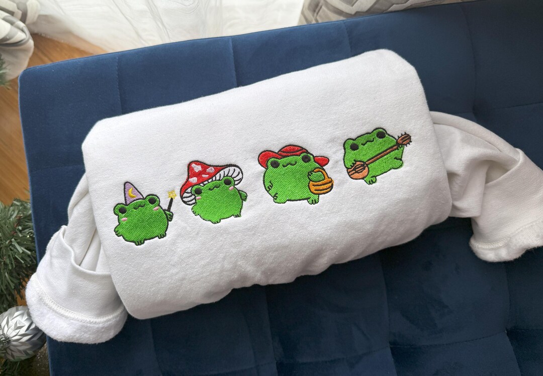 Cute Frogs Embroidered Crewneck Sweatshirt Hooded Sweatshirt Birthday ...