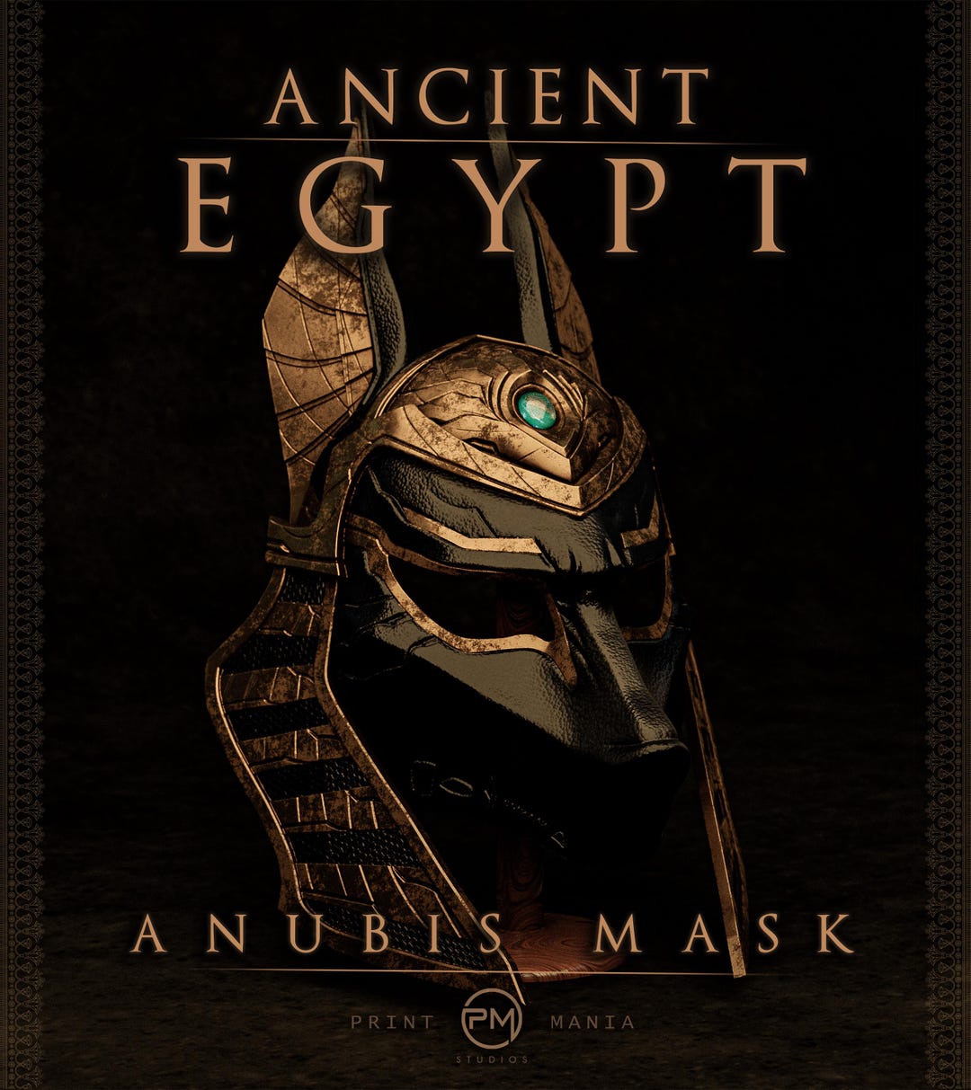 Anubis Mask 3D Printed | 285mm (11.2in) Face Size | Pharaoh God ...