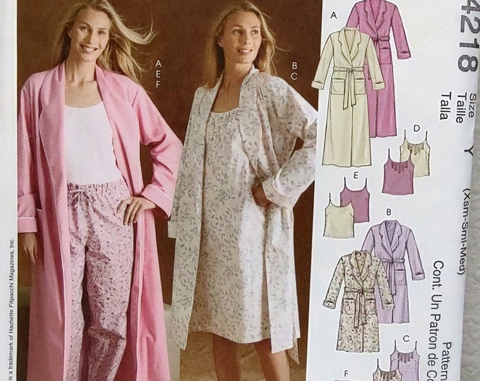 Uncut Misses Size 4 14 Sewing Pattern Mccalls 4218 Robe Nightgown