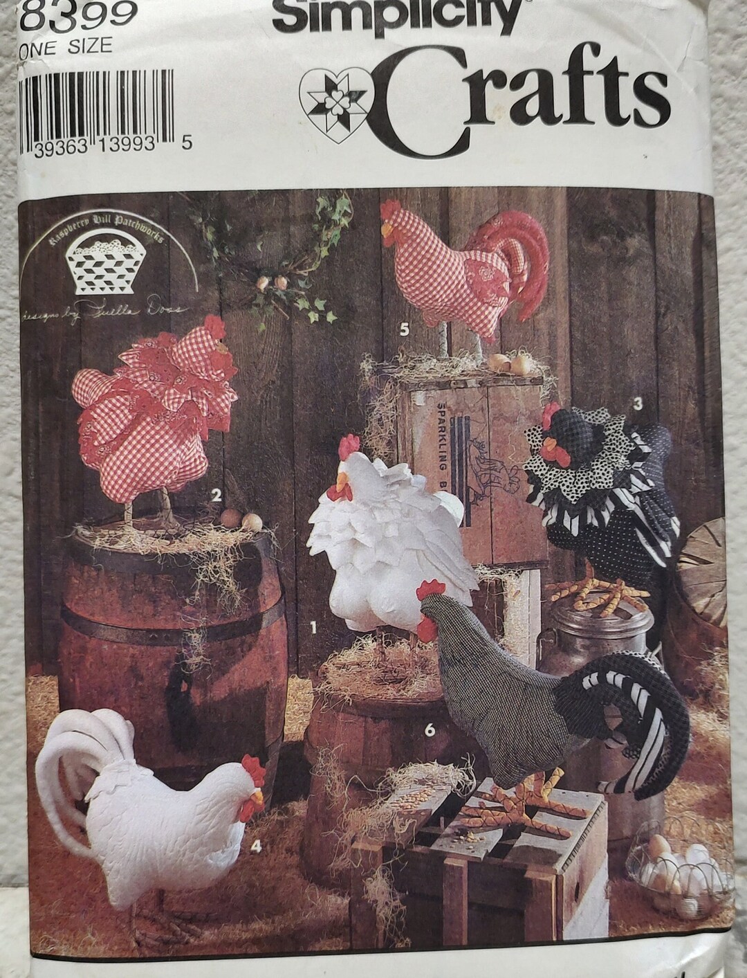 Uncut Simplicity Crafts Sewing Pattern 8399 Stuffed Roosters - Etsy