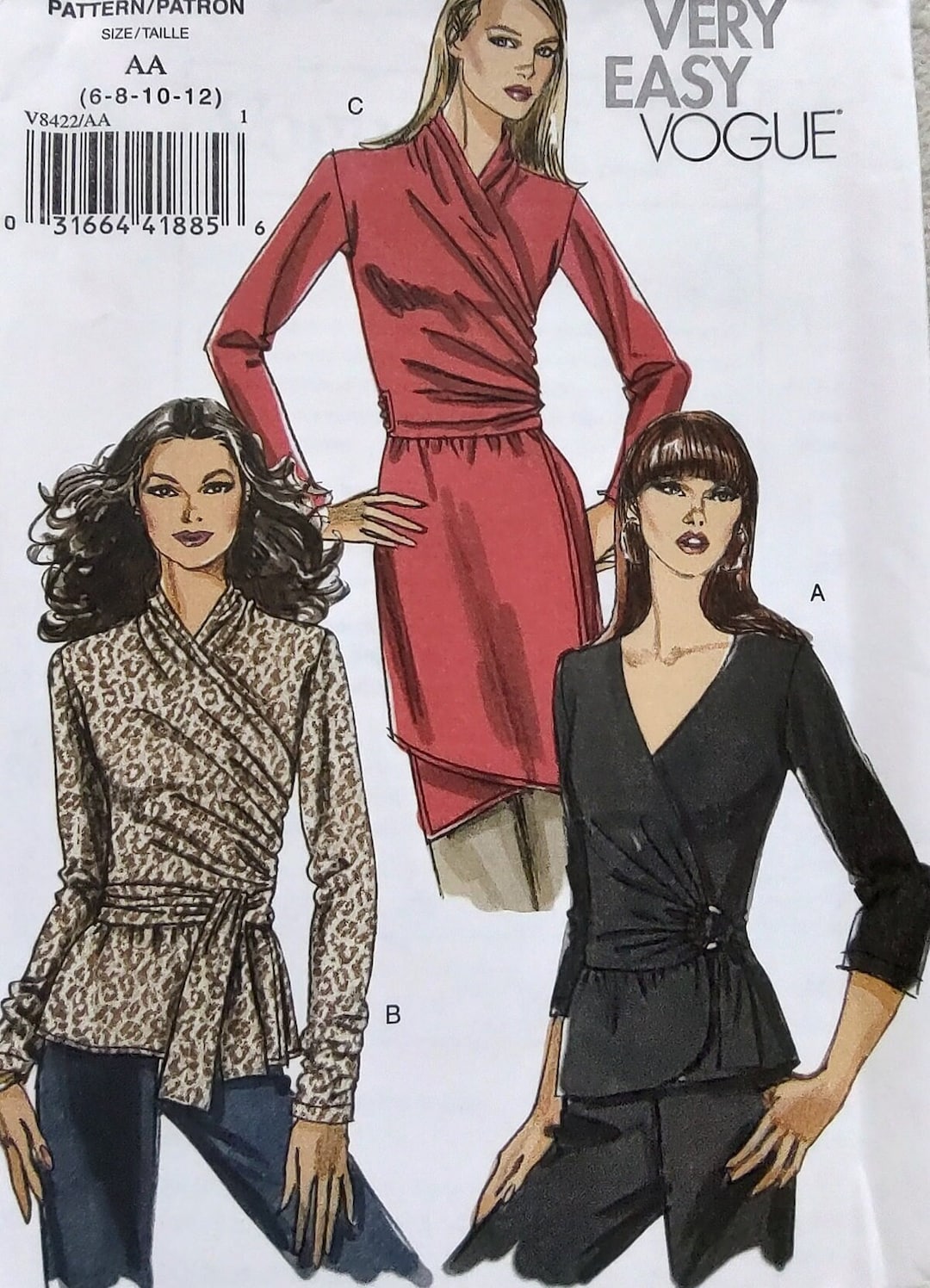 Uncut, Misses Size 6-12, Vogue Very Easy 8422, Sewing Pattern, Top ...