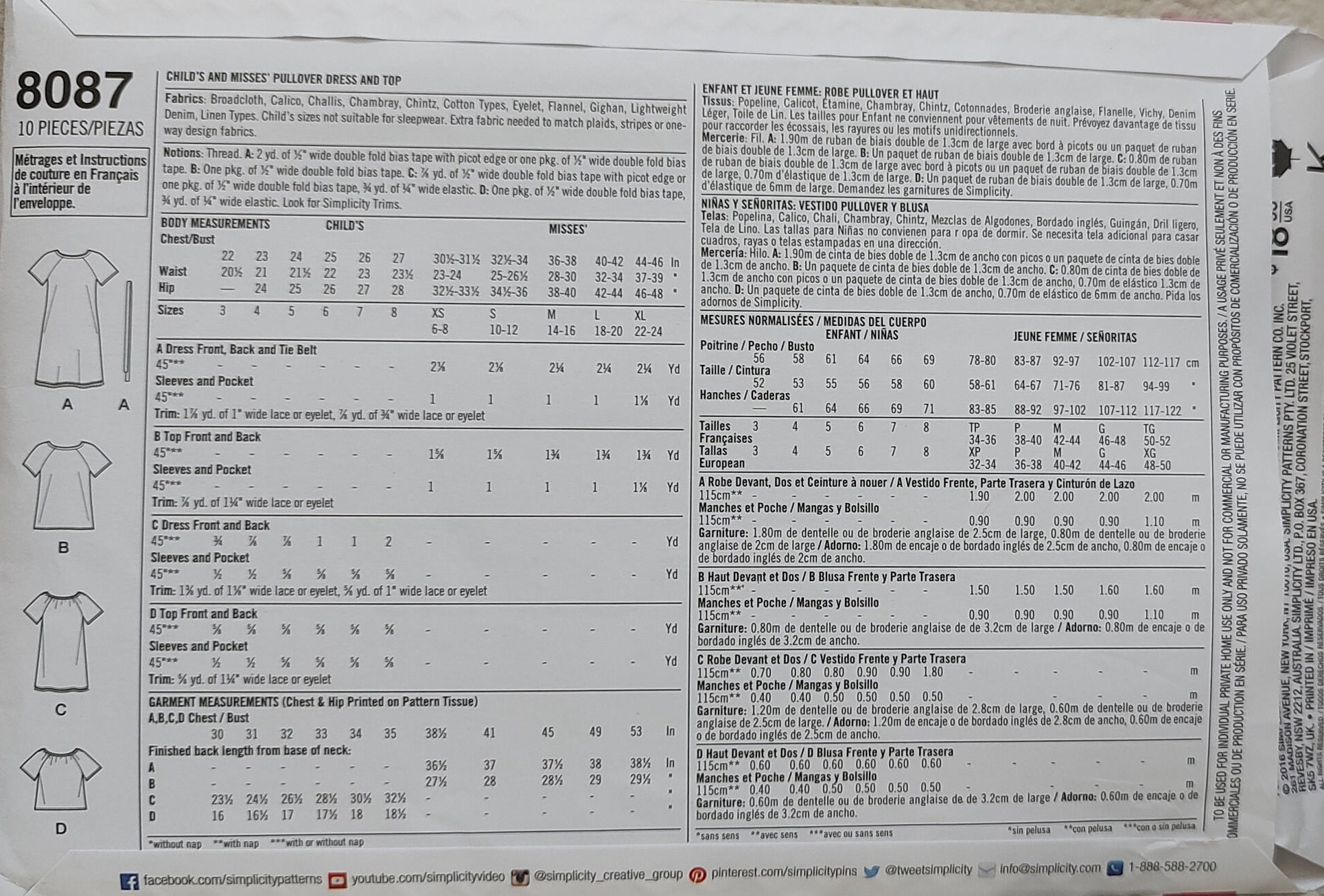 Uncut Mother Daughter, Sewing Pattern, Simplicity 8087, Dress, Sundress ...