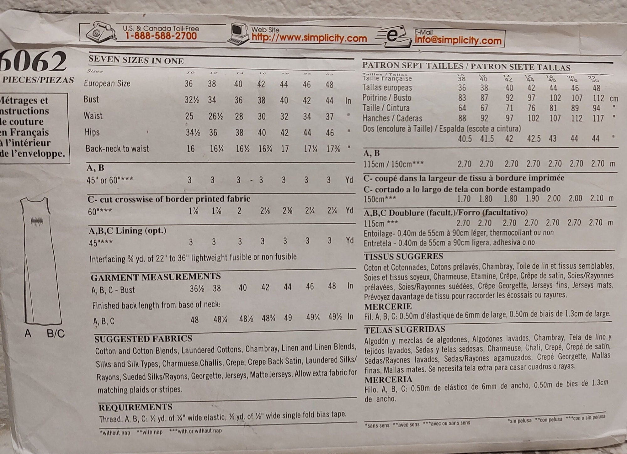 Uncut, Misses Size 10-22, Sewing Pattern, New Look 6062, Dress ...
