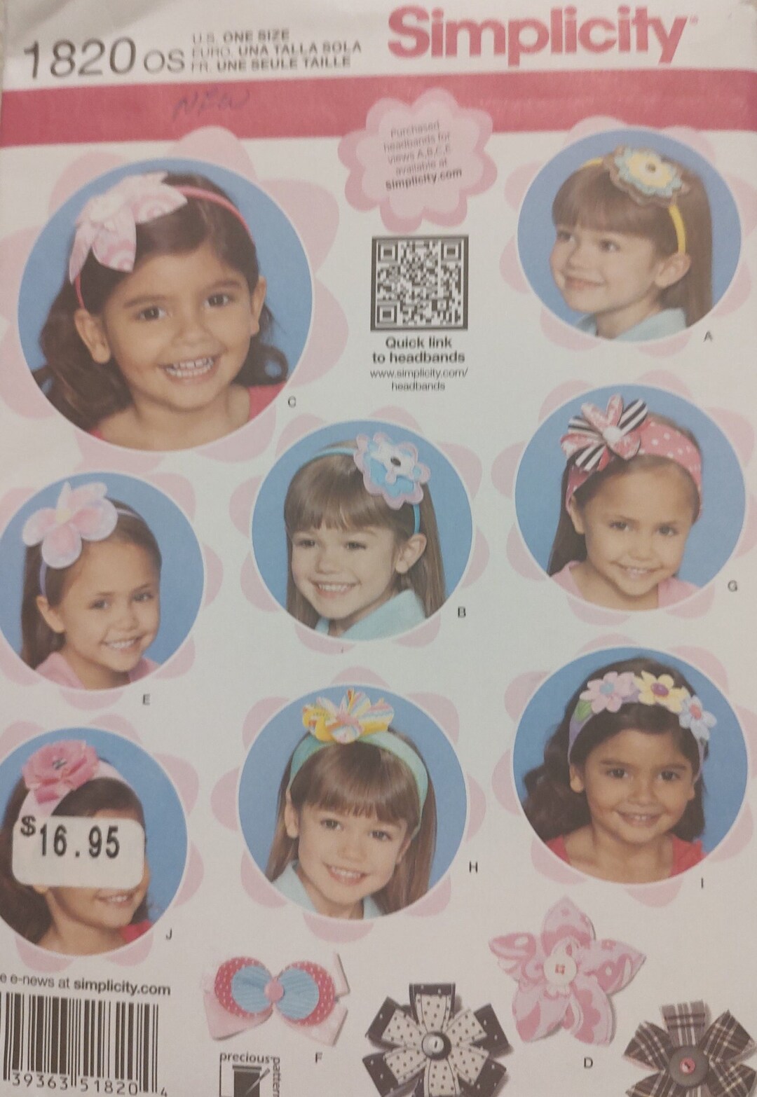 Uncut, Any Size, Sewing Pattern, Simplicity 1820, Hair Accessories ...