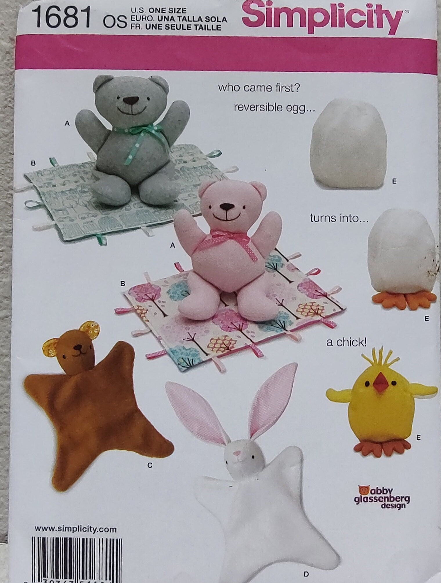 Uncut Simplicity Crafts Sewing Pattern 1681, Bear, Animal Blanket ...