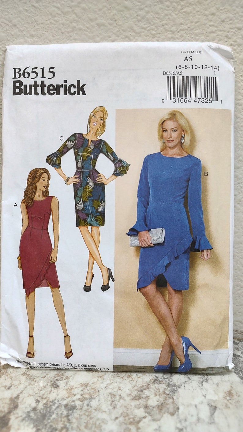 Uncut Misses Size 6-14, Sewing Pattern, Butterick 6515, at the Knee ...