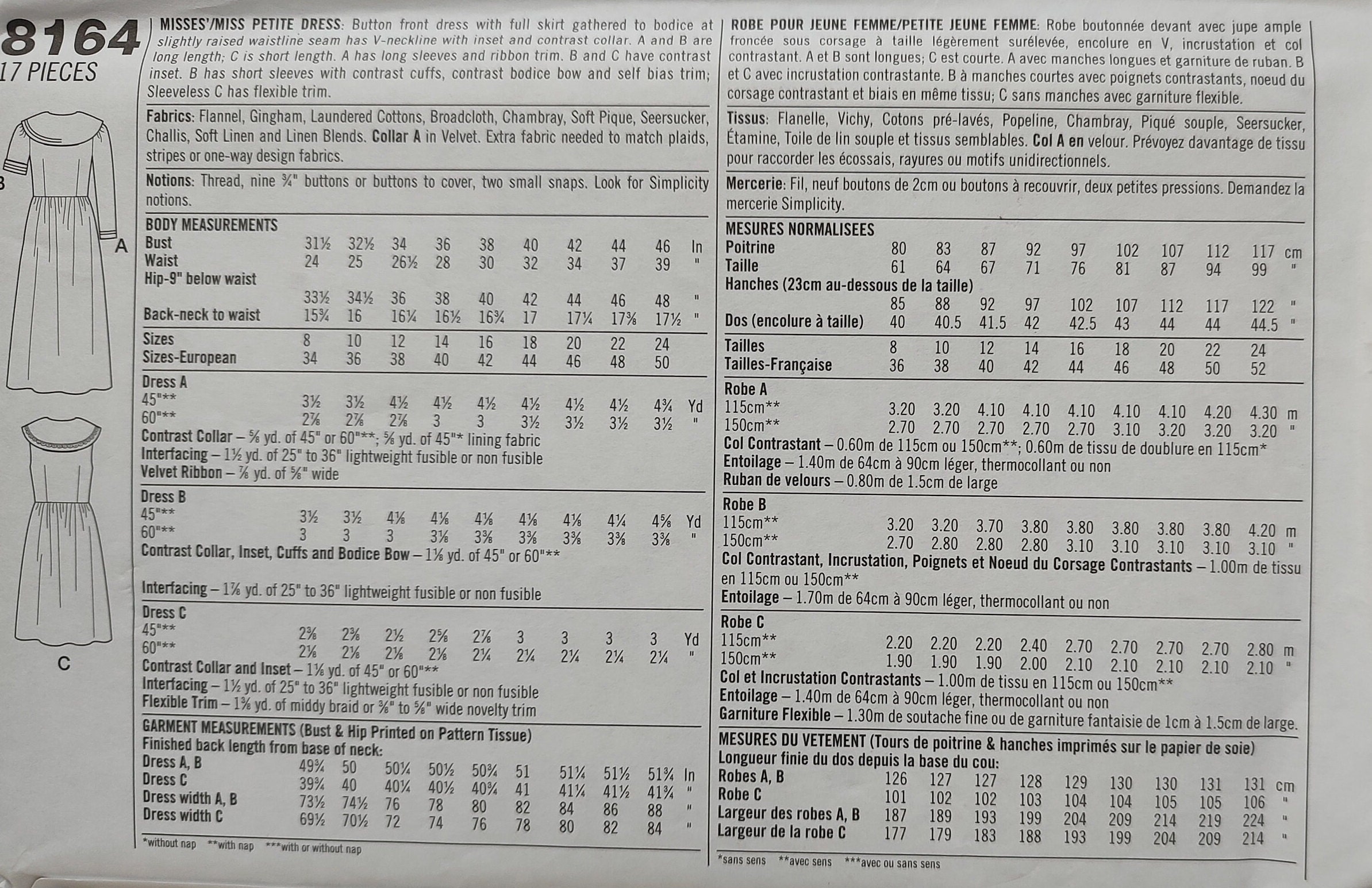 Uncut Misses Size 14-18, Sewing Pattern, Simplicity 8164, Dress, Midi ...