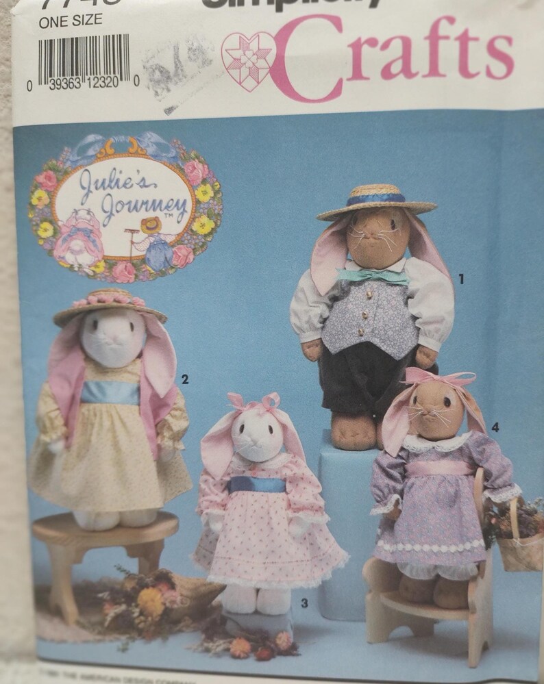 Uncut, Sewing Pattern Simplicity 7745, Bunny, Rabbit, Doll Clothes ...