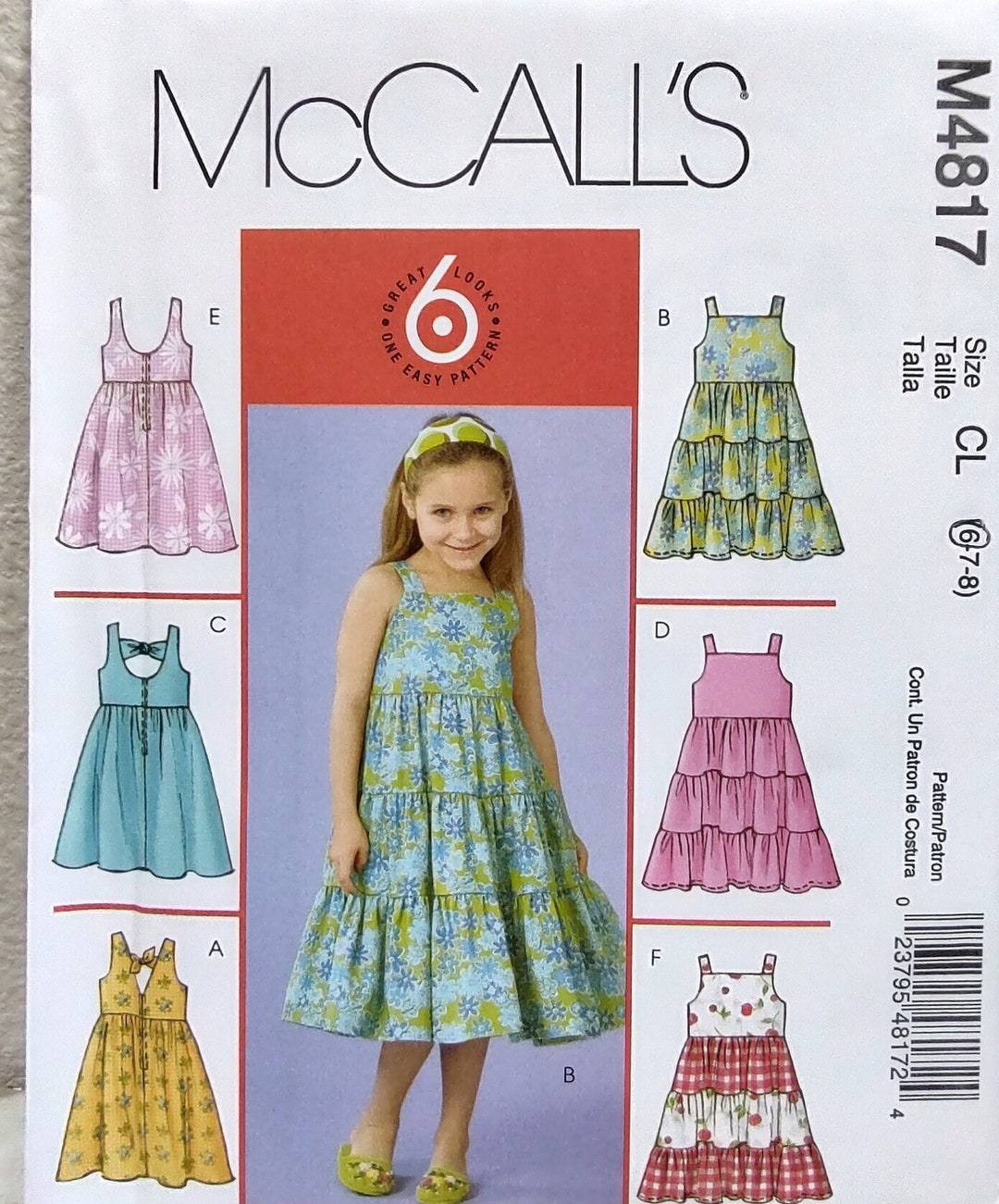 Uncut, Child Size 6-8, Sewing Pattern, Mccalls 4817, Dress, Sundress ...