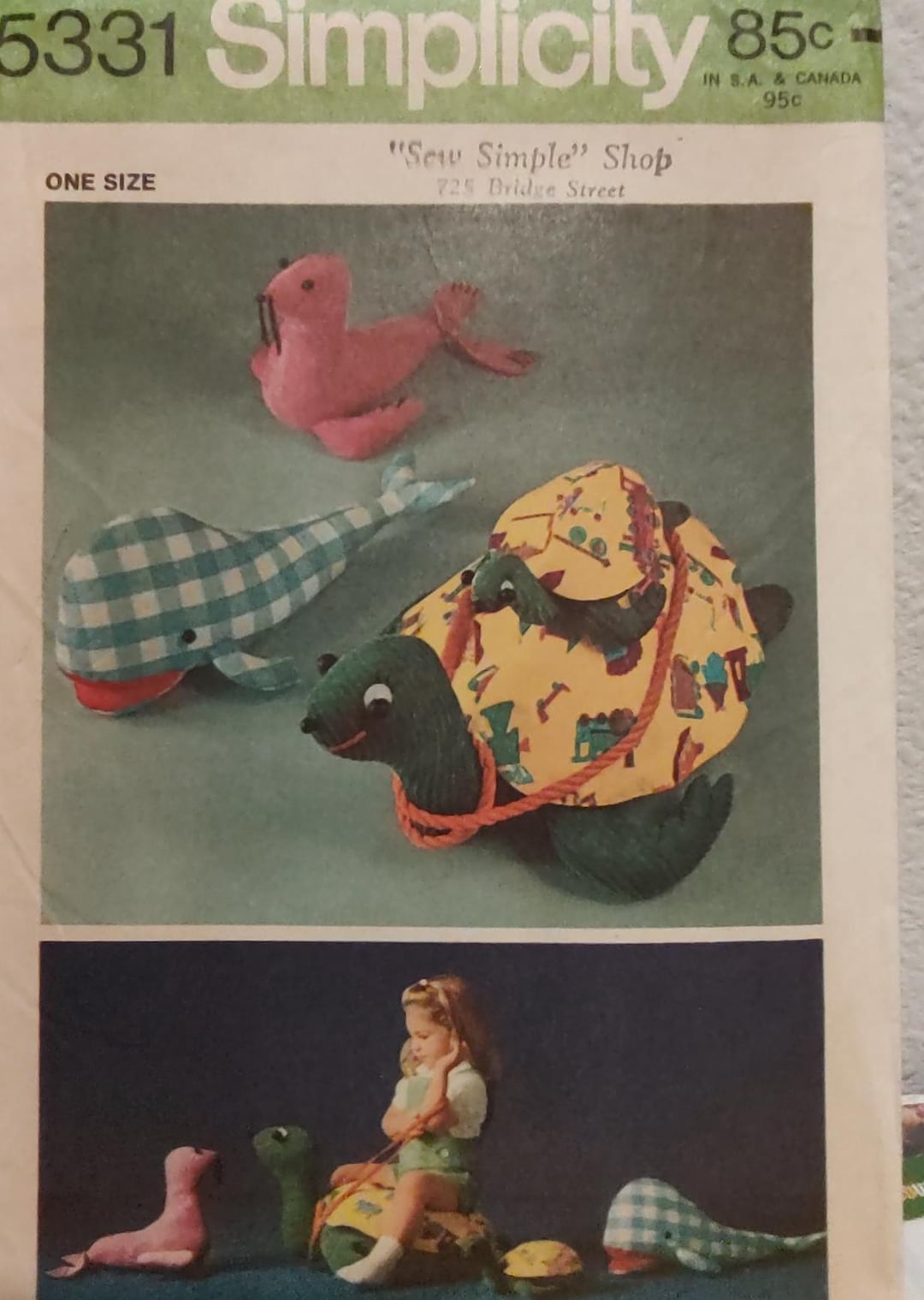 Uncut Simplicity Crafts Sewing Pattern 5331, Stuffed Animals, Giant Sea ...