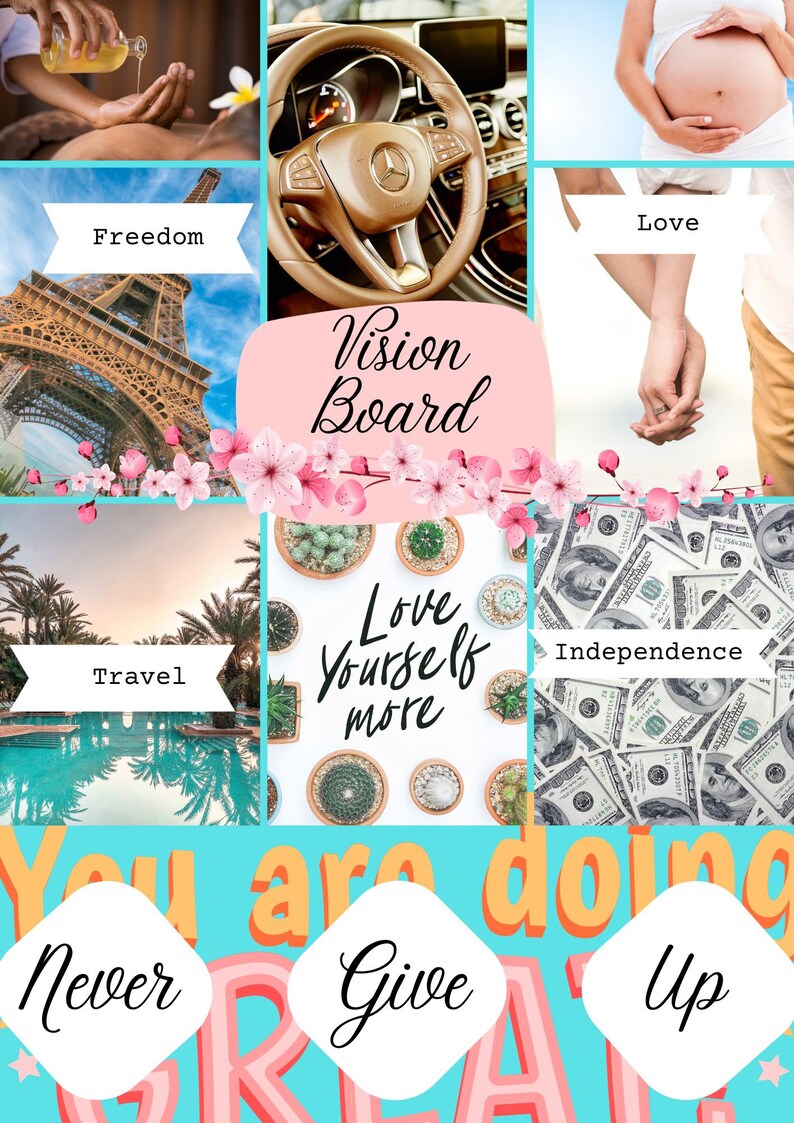 2025 Printable Vision Board Template - Goal Setting, Manifestation ...