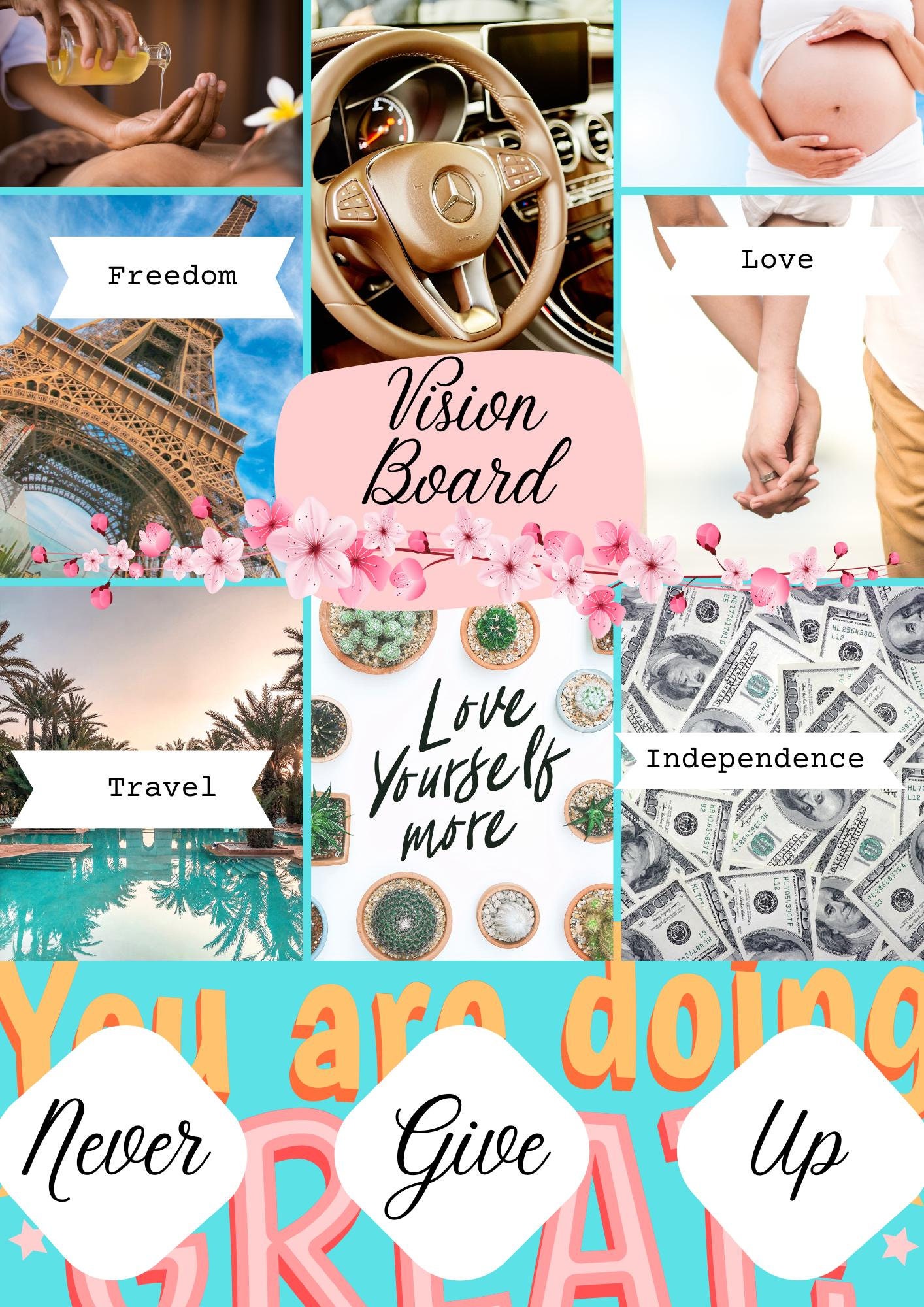 2025 Printable Vision Board Template - Goal Setting, Manifestation ...