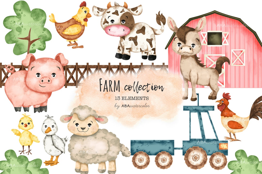 Farm Cliparts, Farm Collection Set, Farm Animals Clipart - Etsy