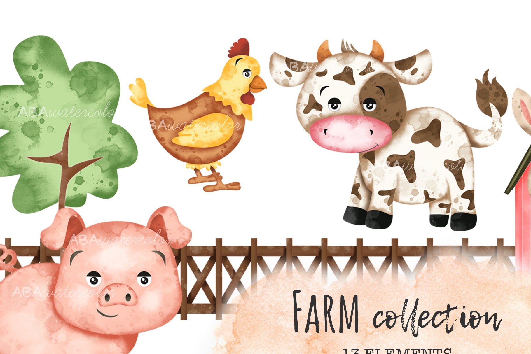 Farm Cliparts, Farm Collection Set, Farm Animals Clipart - Etsy