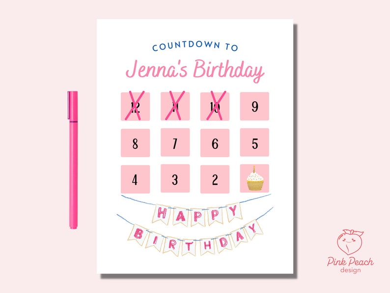 PRINTABLE Birthday Countdown Calendar for Children, Interactive ...