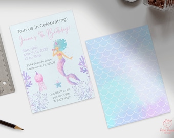 Kids Mermaid Birthday Party Invitation Personalized - Etsy
