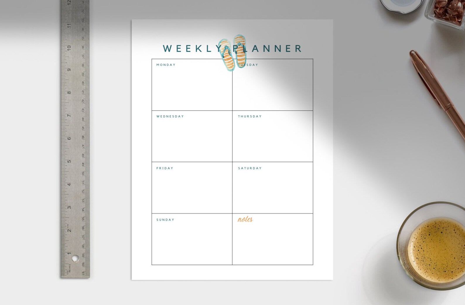 PRINTABLE, June - Weekly Calendar, Simple Weekly Desktop Notes ...