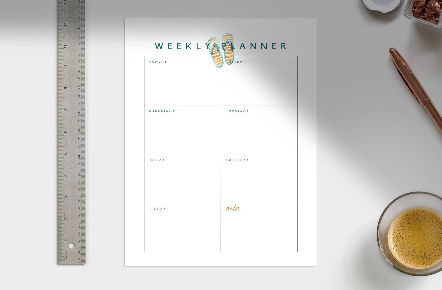 PRINTABLE, June - Weekly Calendar, Simple Weekly Desktop Notes ...