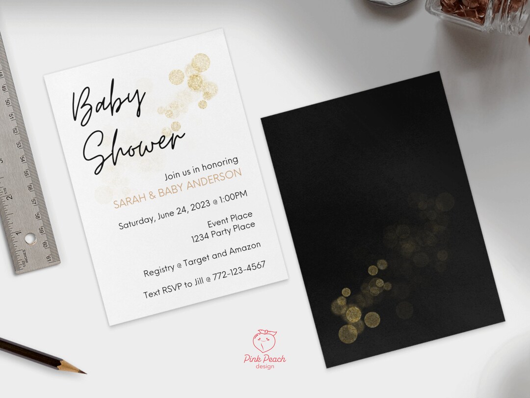 Black and White Baby Shower Invitations, Minimalistic Baby Shower ...