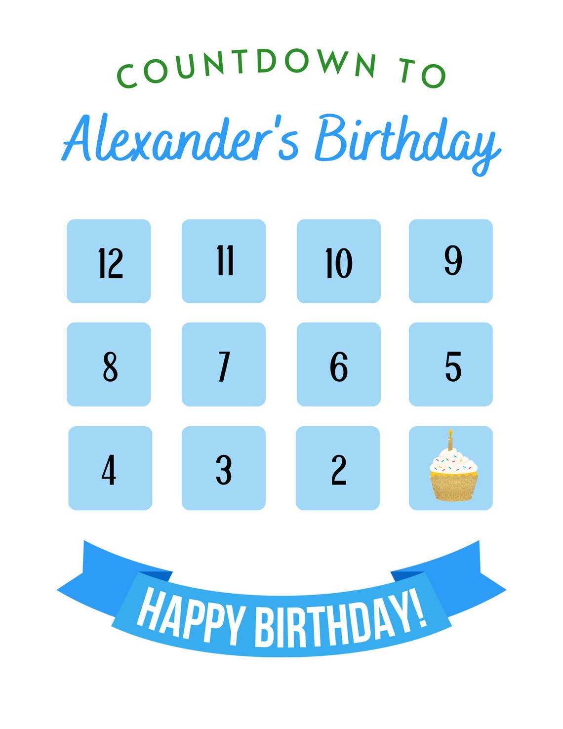 Birthday Countdown Calendar for Children, Interactive Counting ...