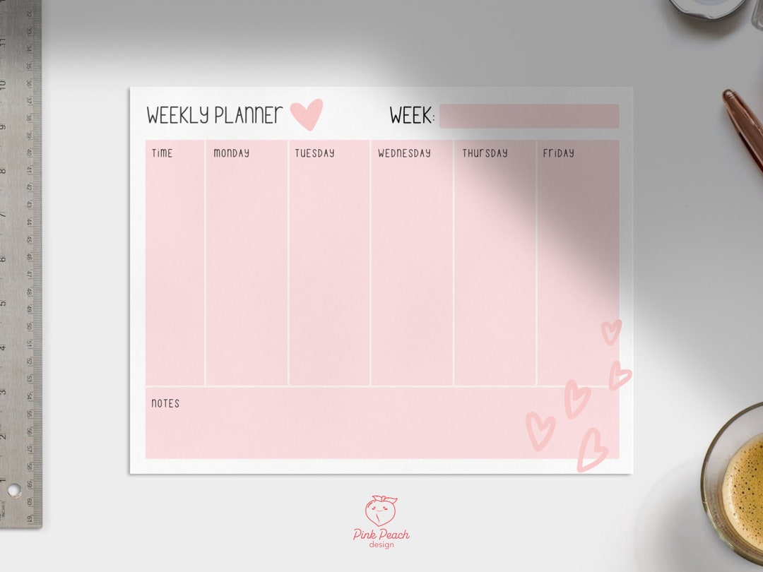 PRINTABLE Valentines Weekly Calendar, Simple Weekly Desktop Notes ...