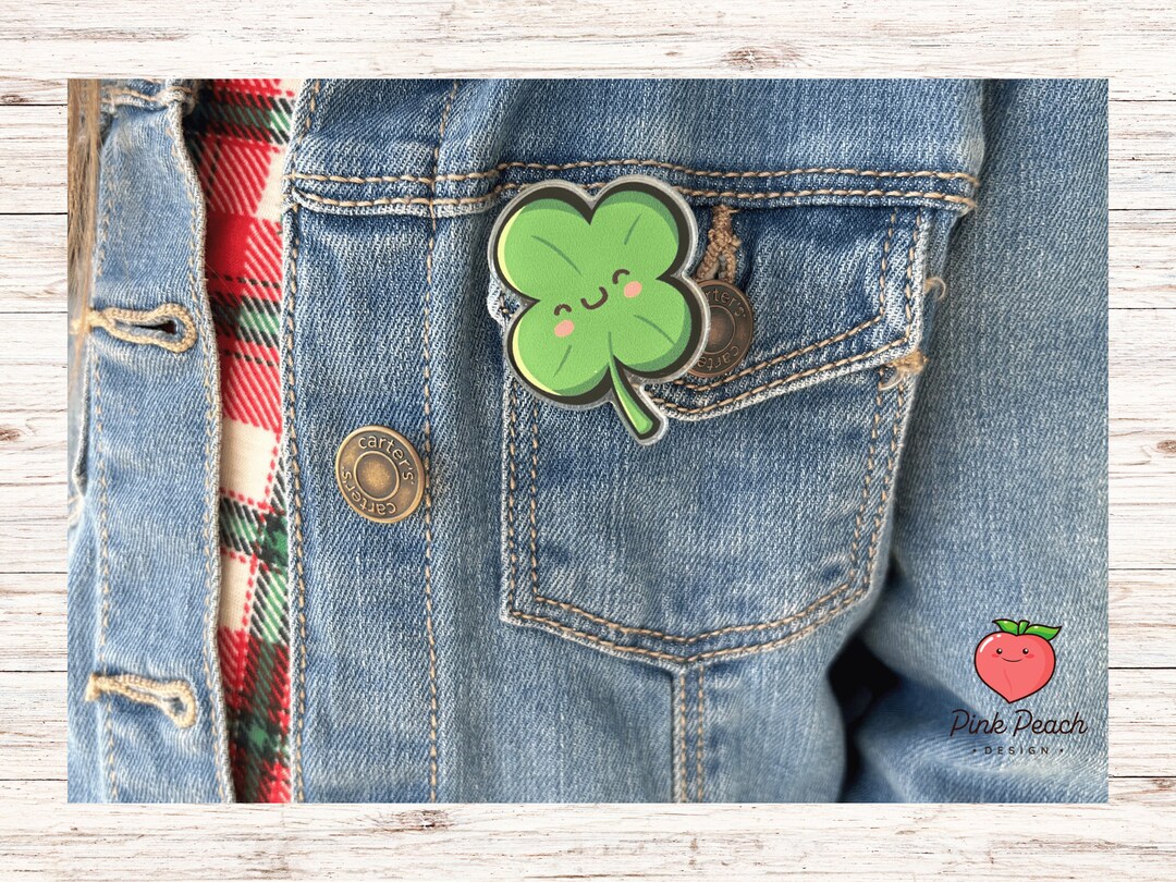 Cute Acrylic Four Leaf Clover Pin, St. Patrick's Day Pin, Lucky - Etsy