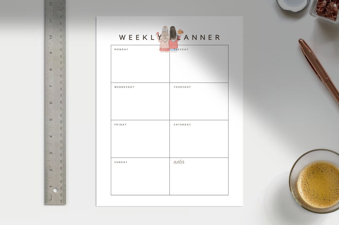 PRINTABLE Fall Time Weekly Calendar, Simple Weekly Desktop Notes ...