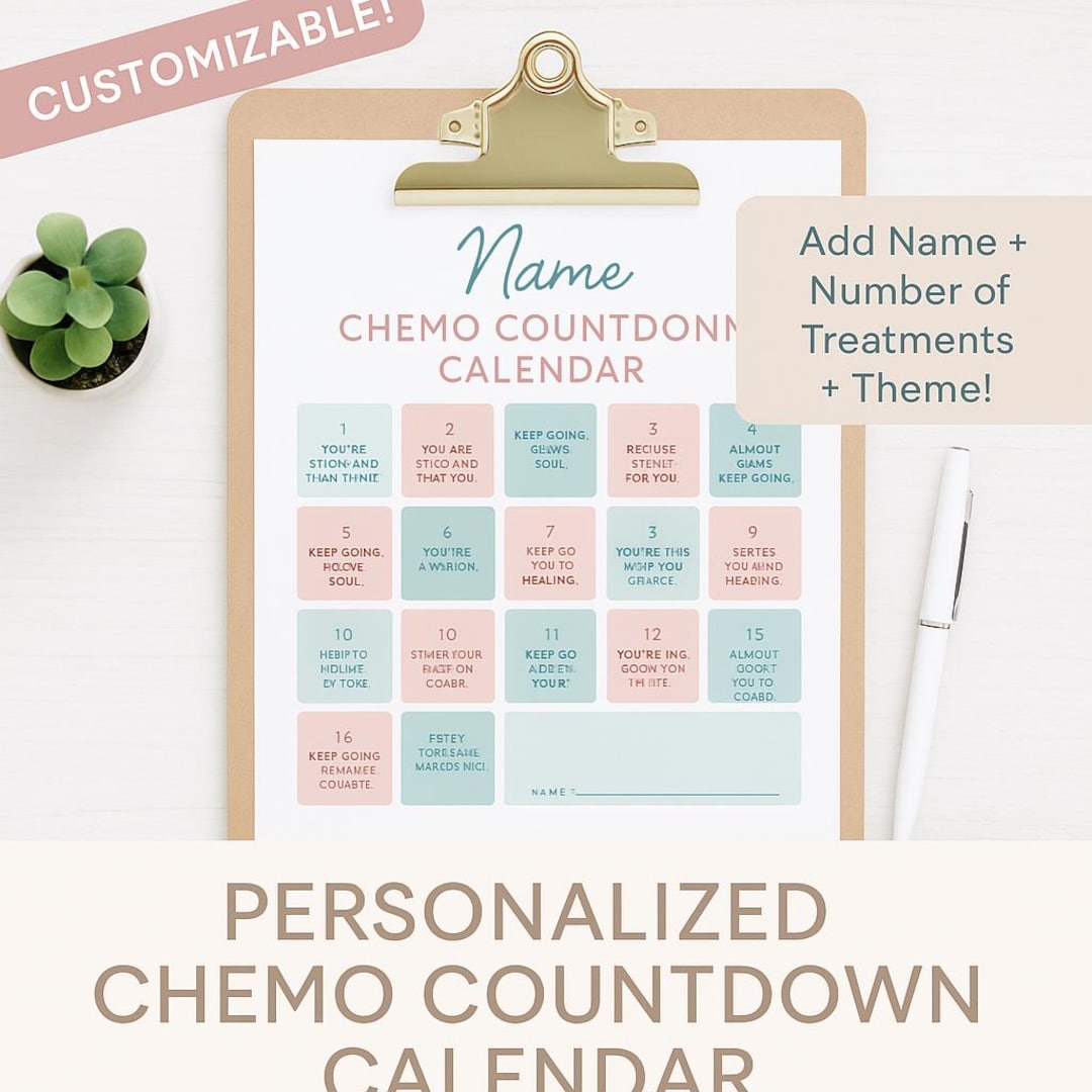 Custom Chemo Countdown Calendar • Personalized Cancer Treatment Tracker ...