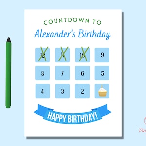 PRINTABLE Birthday Countdown Calendar for Children, Interactive ...