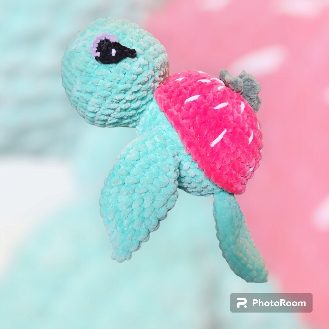 Supersized Strawberry Turtle Crochet Turtle Amigurumi Plush - Etsy