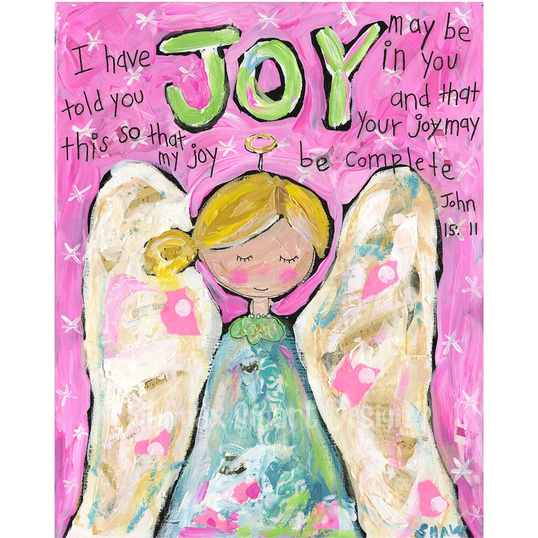Wall Art Pink Joy Angel Giclée Print - Etsy