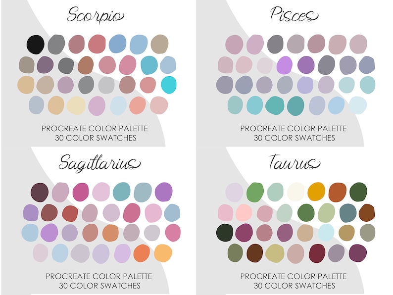 Zodiac Color Palette 30 Colors Color Palette Zodiac - Etsy