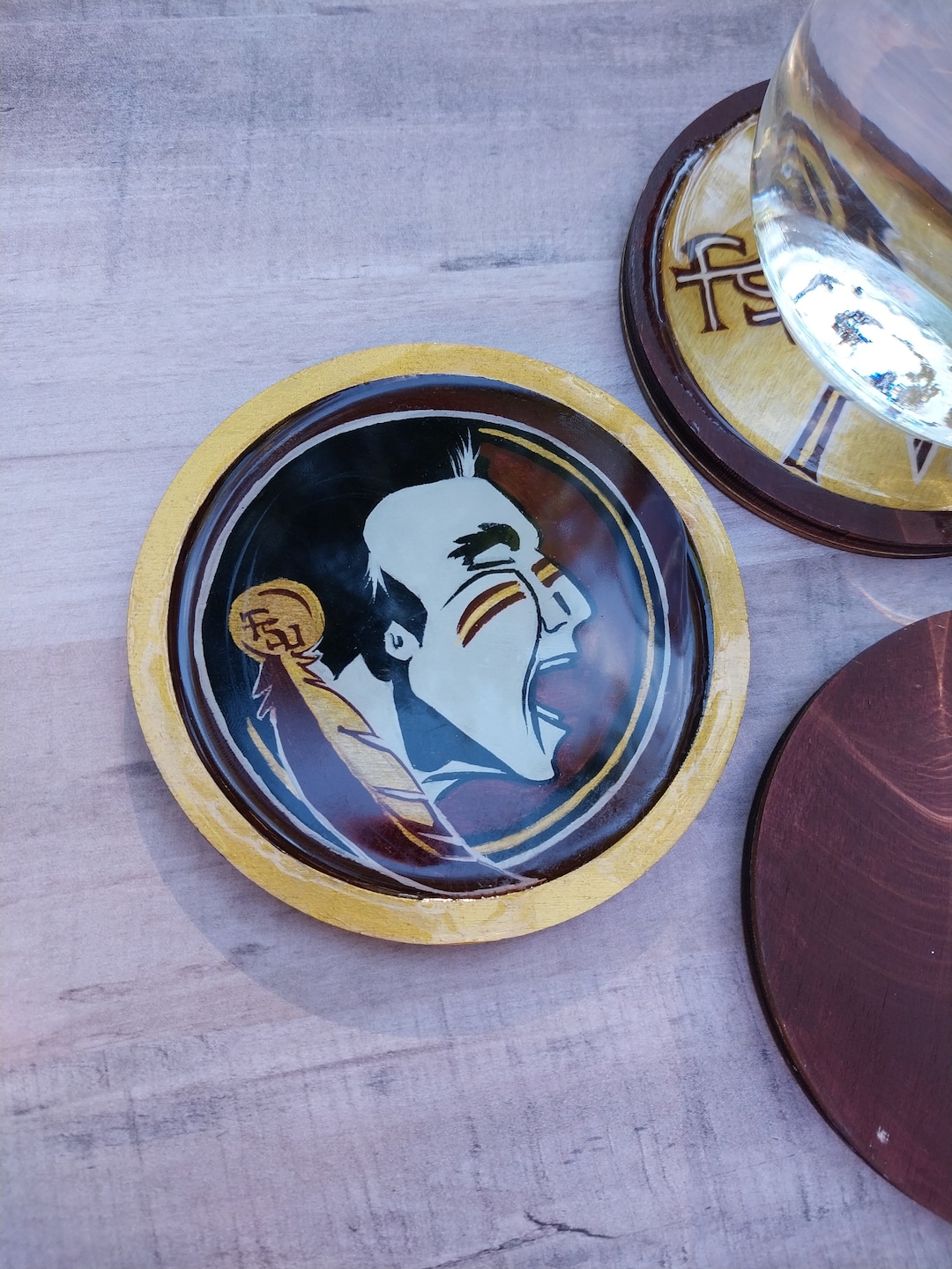 FSU, Set of 2, Hand-painted Coasters Florida State University - Etsy