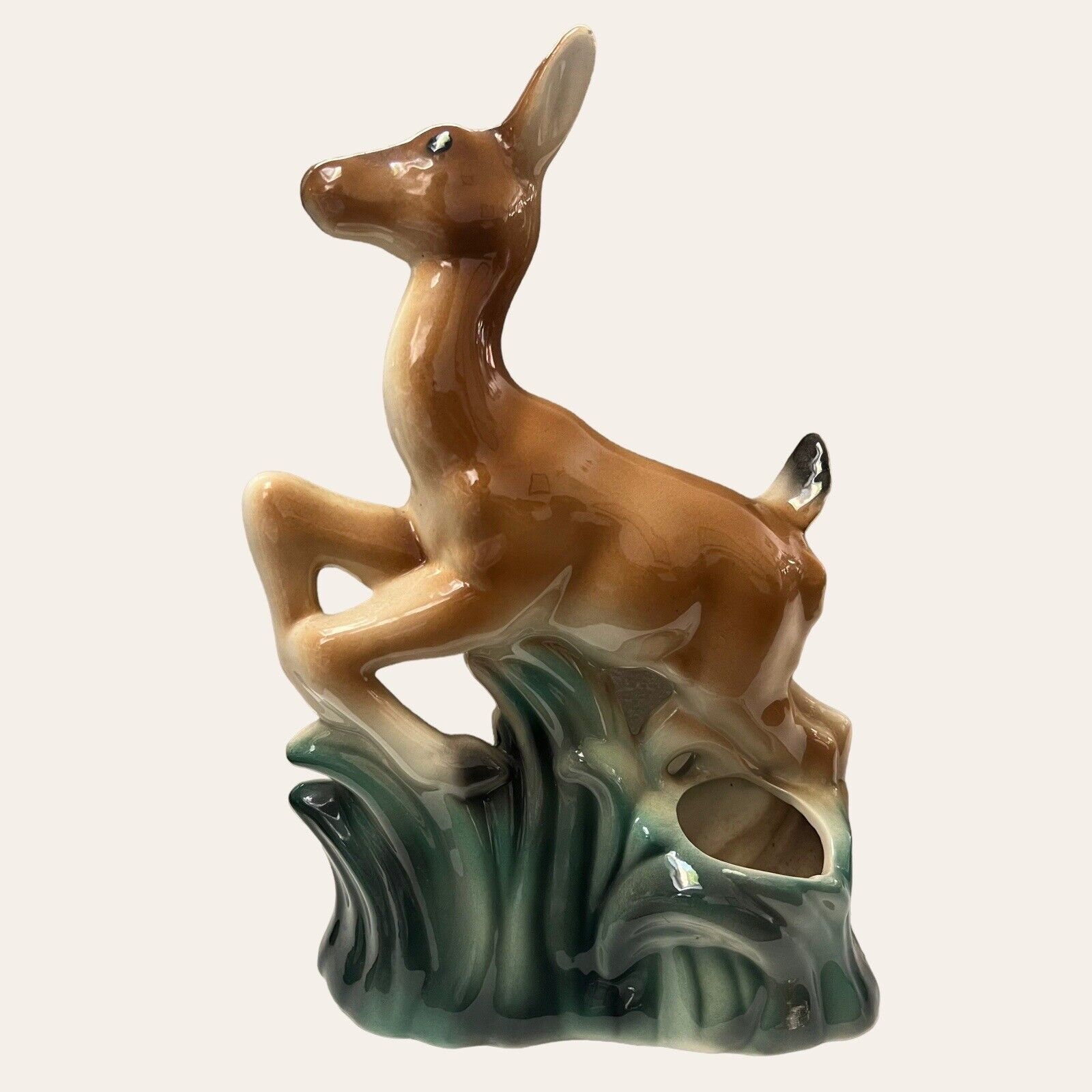 Leaping Doe Deer Glazed Pottery Planters Rare Selling 2 Items. in ...