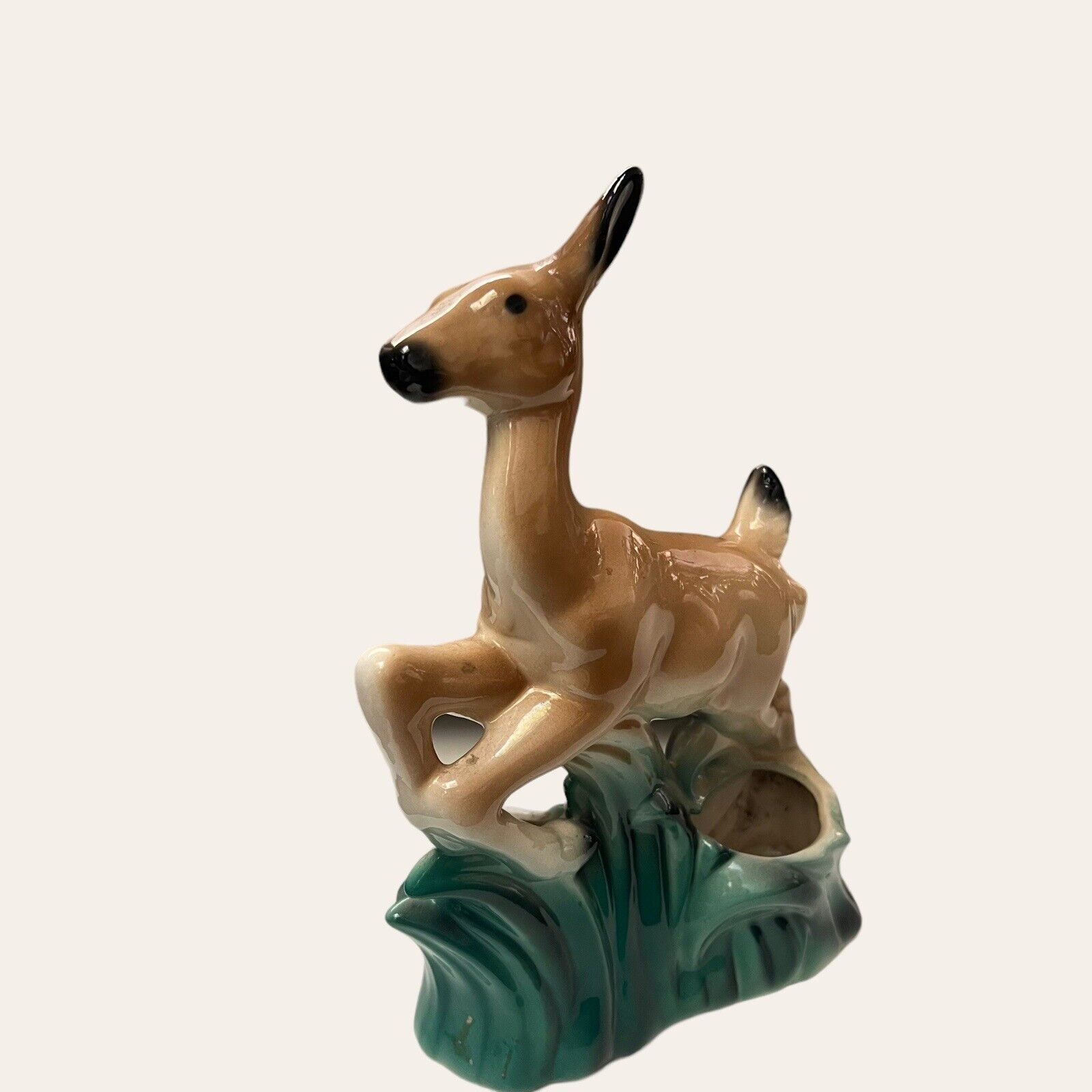 Leaping Doe Deer Glazed Pottery Planters Rare Selling 2 Items. in ...