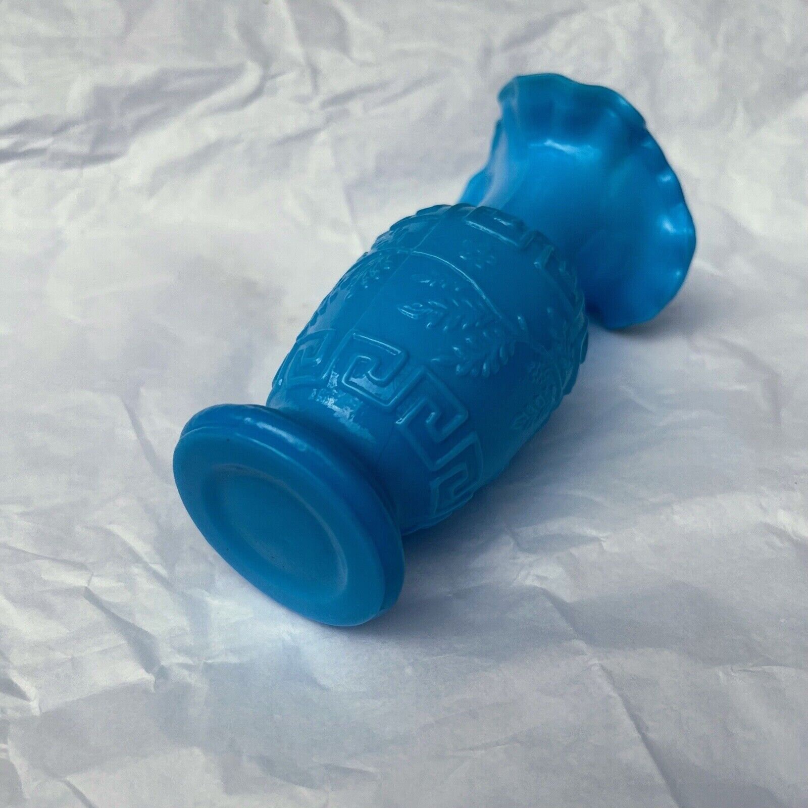 Blue Opaline Milk Glass Vase Portieux Vallerysthal Ruffled Top. French VTG VGC - Etsy