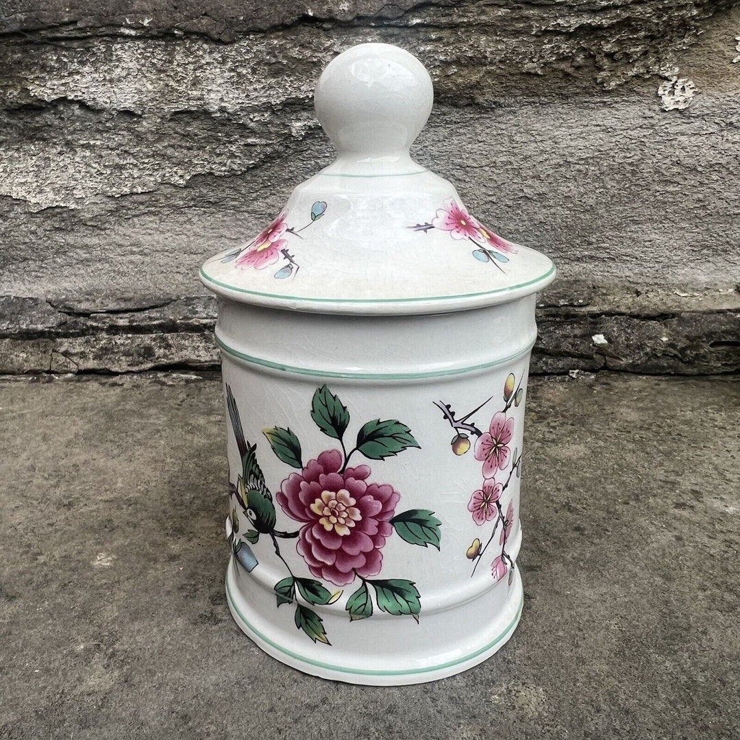 James Kent Old Foley Jar ‘chinese Rose' Design Lidded Uk 14.5 X 8cm ...