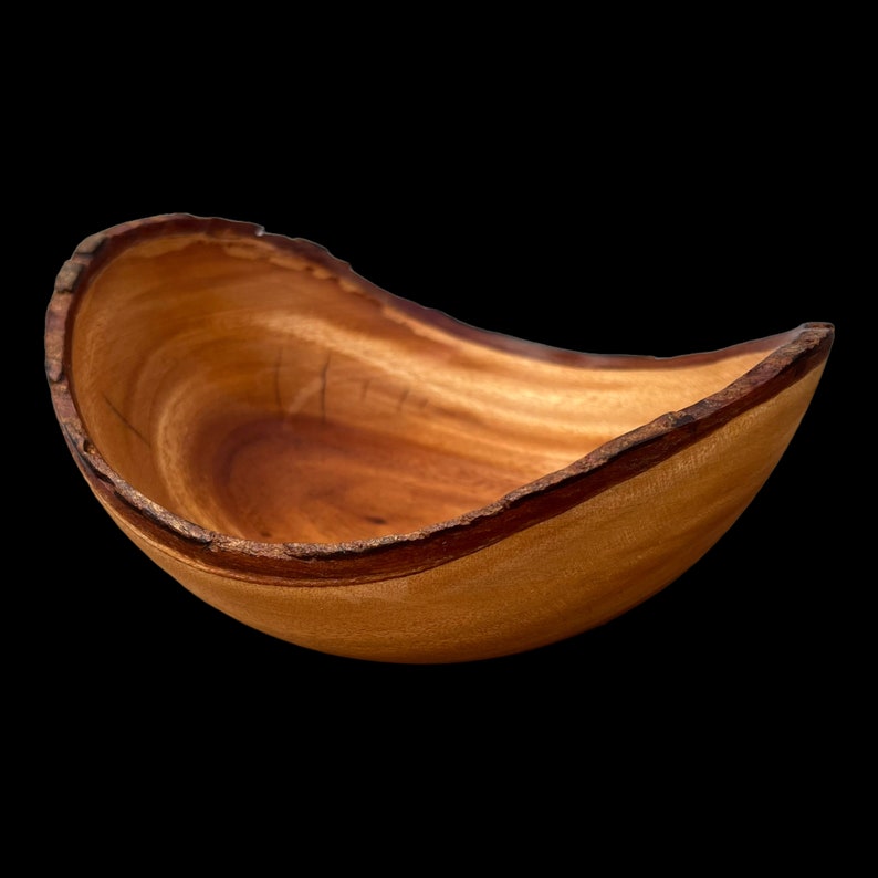 Ash Wood Natural Edged Handmade Wood Turned Oval Bowl. Preloved Item ...