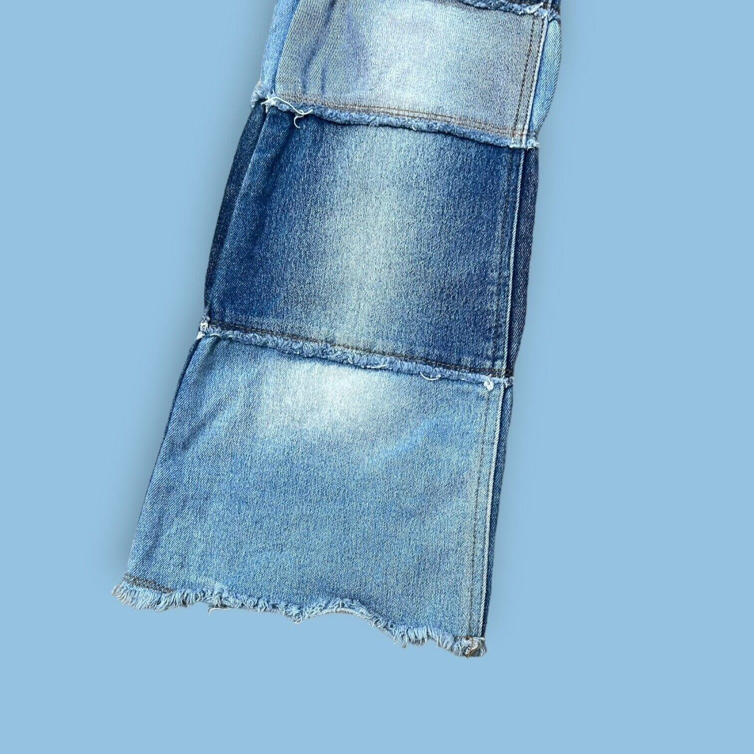Zana Di Jeans Blue Denim Patchwork Design Raw Edge Bootcut 5 Zana Di Jeans Blue Denim Patchwork Design Raw Edge Bootcut 5