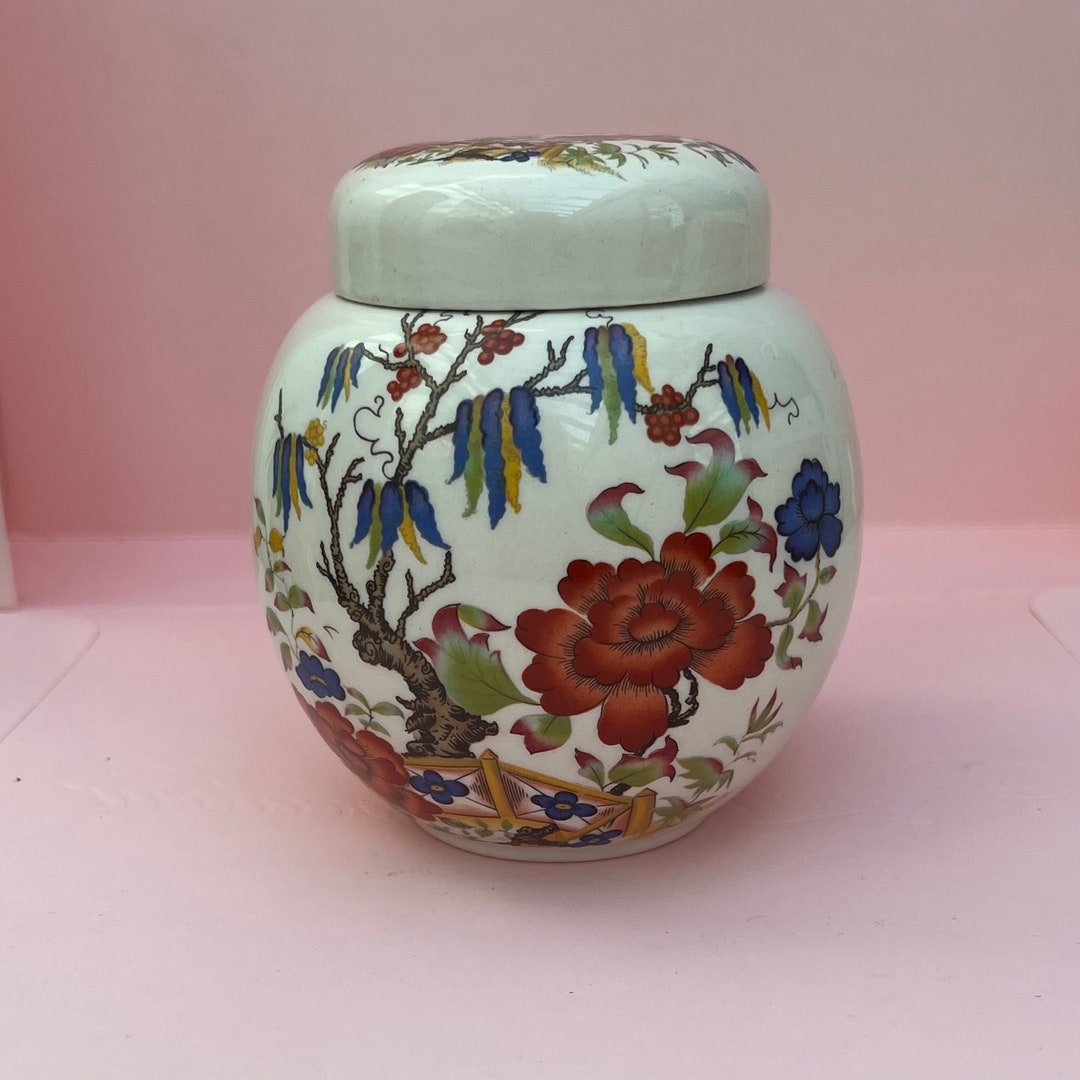Sadler Ginger Jar With Lid. ORIENTAL Willow and Floral Design. - Etsy