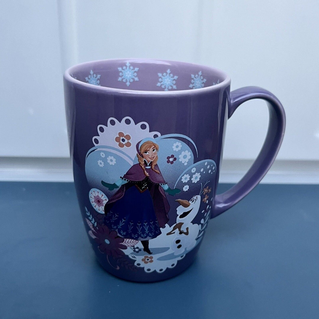 Disney Store Frozen Ana and Olaf Mug Cup Tea or Coffee Purple Preloved ...