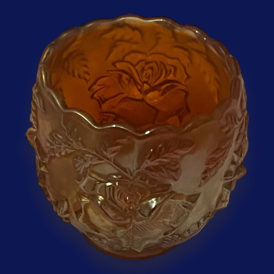 Dugan Marigold Carnival Glass Weath of Roses Rosebowl Antique Used Vgc ...