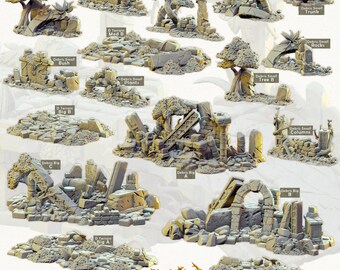 Town Ruins Difficult Terrain and Debris 3D Resin Model Terrain ...
